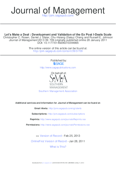 (PDF) Let's Make a Deal: Development and Validation of the Ex Post I ...