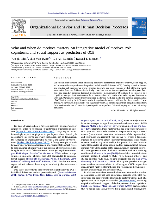 (PDF) Why and when do motives matter? An integrative model of motives ...