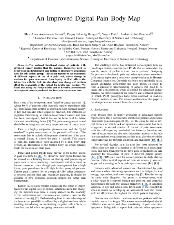 (PDF) An improved digital pain body map