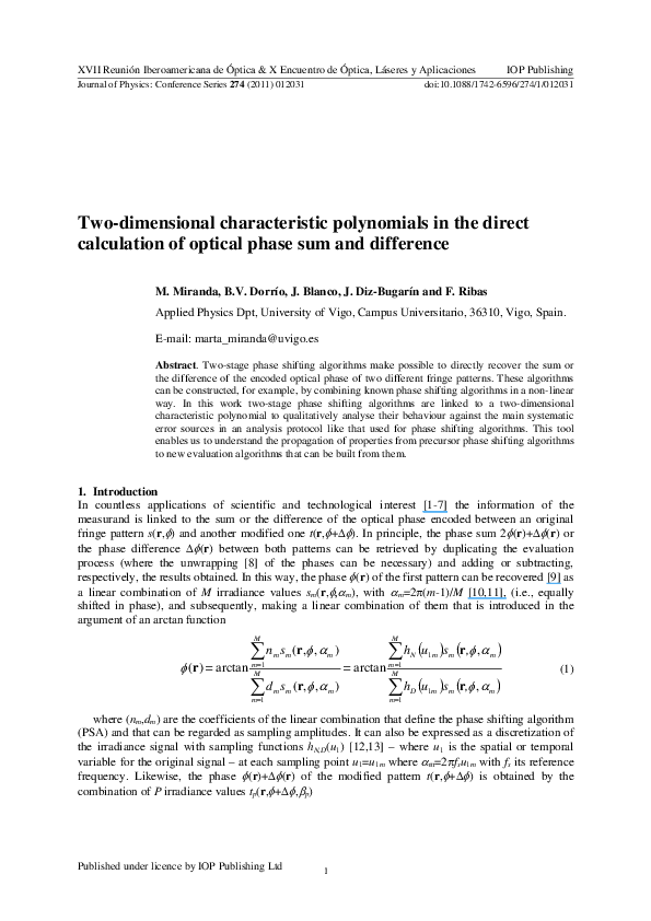 (PDF) Two-dimensional characteristic polynomials in the direct ...