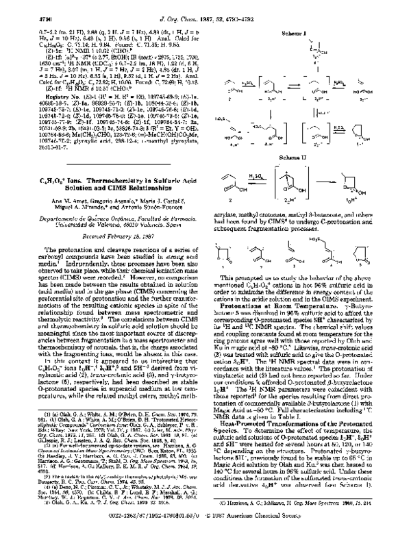(PDF) C4H7O2+ ions. Thermochemistry in sulfuric acid solution and ...