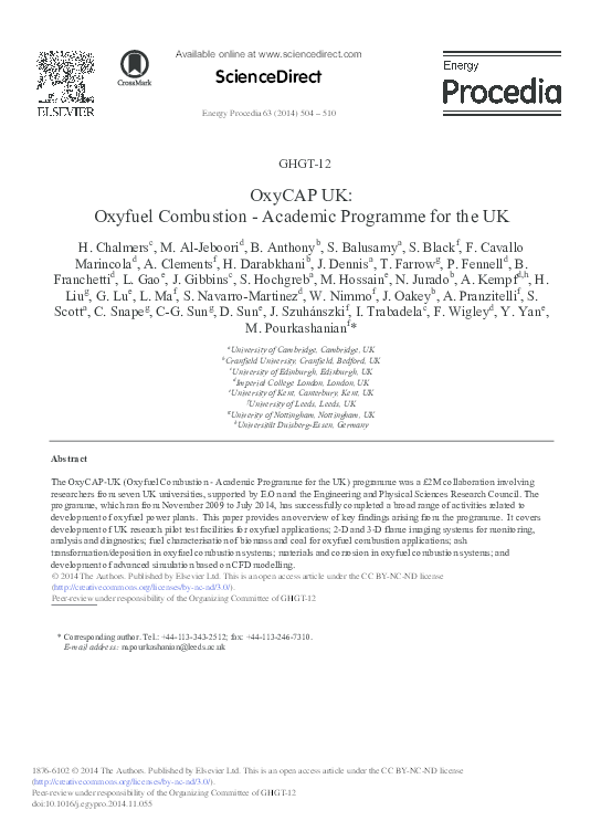 (PDF) OxyCAP UK: Oxyfuel Combustion - academic Programme for the UK