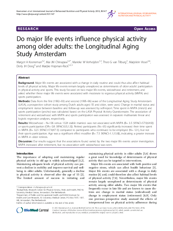 (PDF) Do major life events influence physical activity among older ...