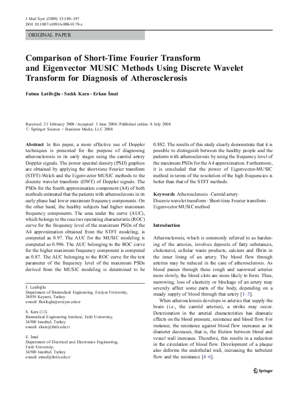 Pdf Comparison Of Short Time Fourier Transform And Eigenvector Music