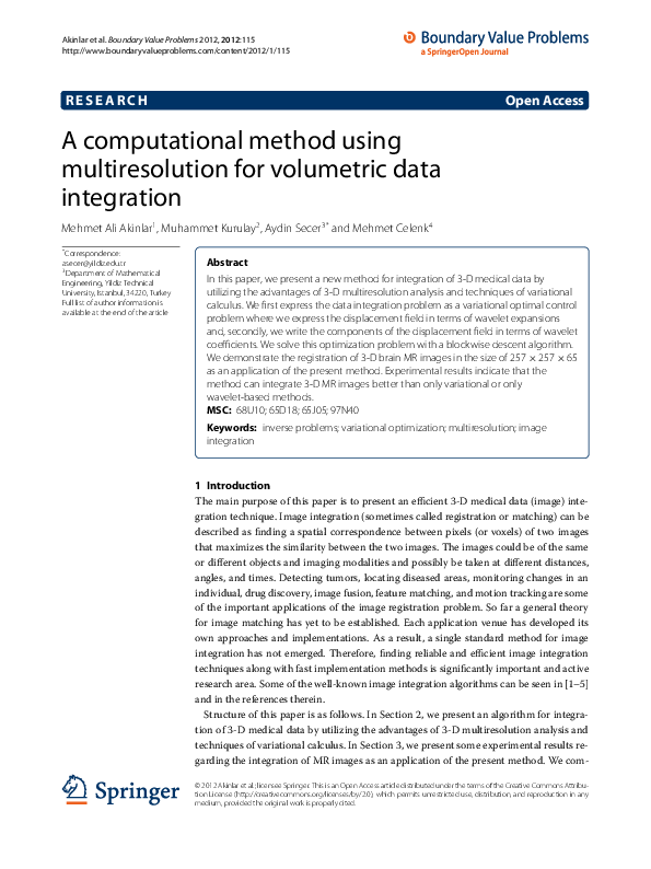 (PDF) A computational method using multiresolution for volumetric data integration
