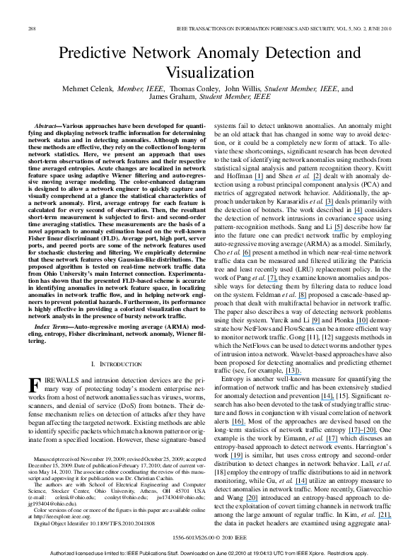 Pdf Predictive Network Anomaly Detection And Visualization