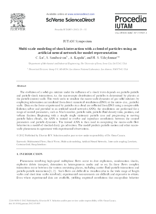 Pdf Multi Scale Modeling Of Shock Interaction With A Cloud Of Particles Using An Artificial