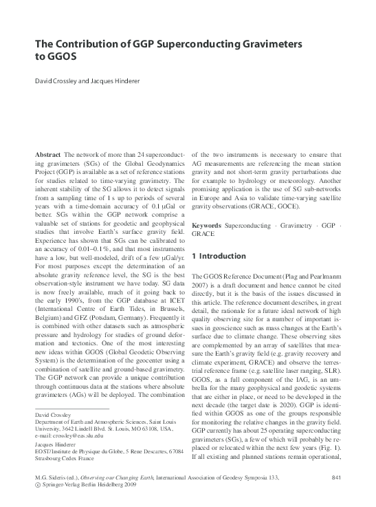 Pdf The Contribution Of Ggp Superconducting Gravimeters To Ggos