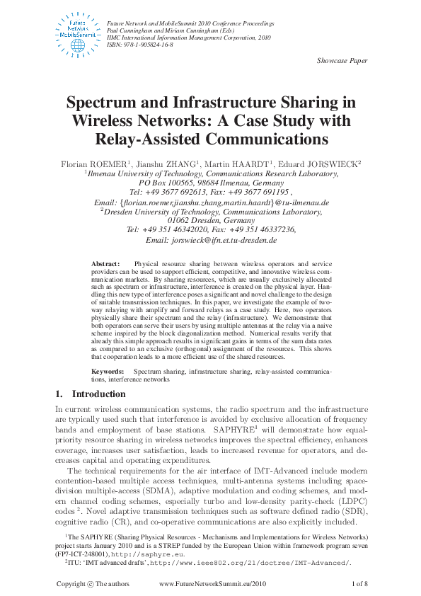 (PDF) Spectrum and infrastructure sharing in wireless networks: A case study with Relay-Assisted ...