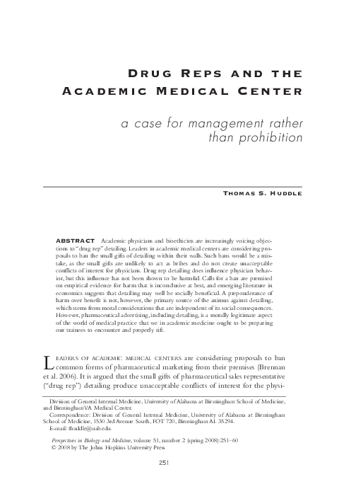 (PDF) Drug reps and the academic medical center: a case for management ...