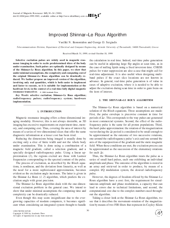 (PDF) Improved Shinnar–Le Roux Algorithm