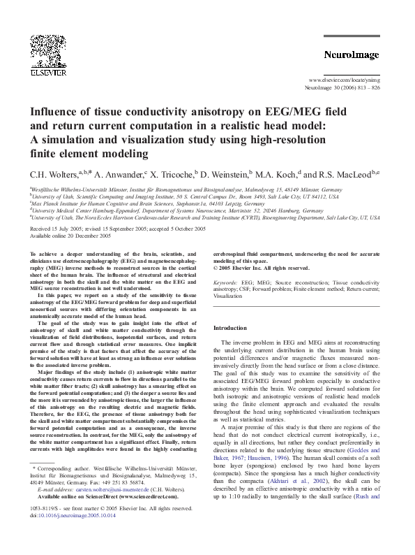 (PDF) Tissue Conductivity Anisotropy in EEG/MEG
