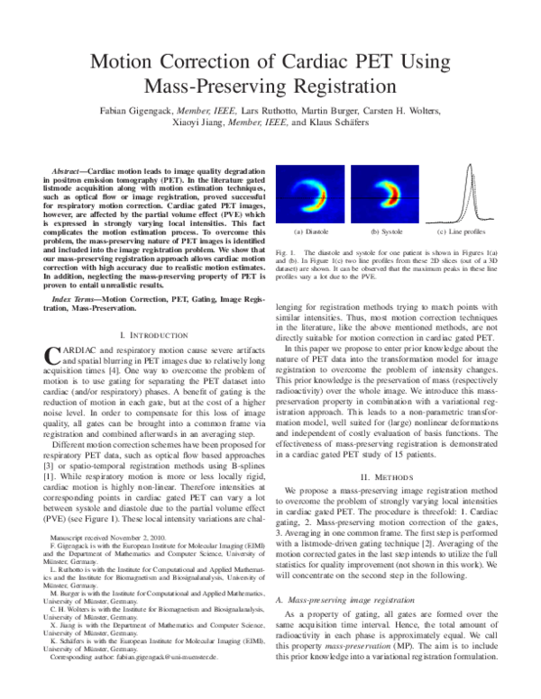 (PDF) Motion correction of cardiac PET using mass-preserving registration