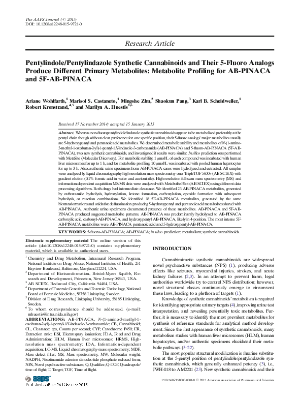(PDF) Pentylindole/Pentylindazole Synthetic Cannabinoids and Their 5 ...