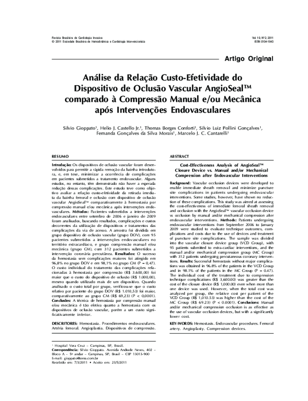(PDF) Cost-effectiveness analysis of AngioSealTM closure device vs ...