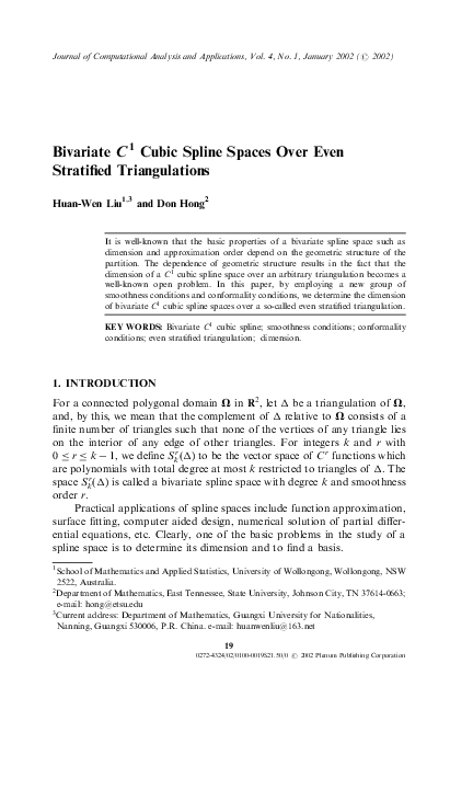 Pdf Bivariate C1 Cubic Spline Spaces Over Even Stratified Triangulations