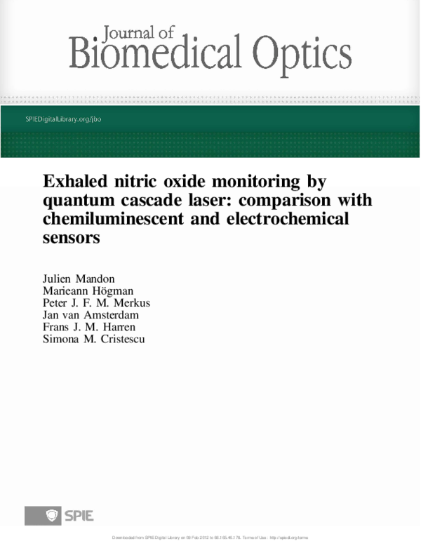(PDF) Exhaled nitric oxide monitoring by quantum cascade laser: comparison with chemiluminescent ...