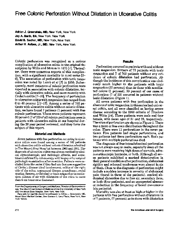 (PDF) Free colonic perforation without dilatation in ulcerative colitis