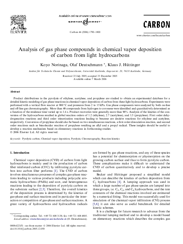 (PDF) Analysis of gas phase compounds in chemical vapor deposition of ...