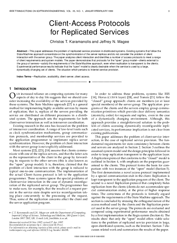 (PDF) Client-access protocols for replicated services