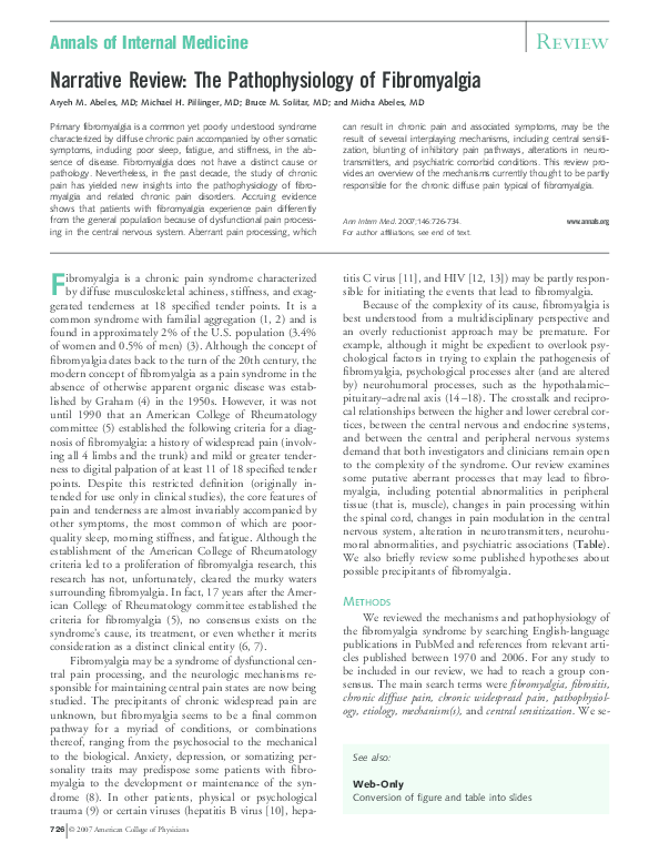 (PDF) Narrative Review: The Pathophysiology of Fibromyalgia