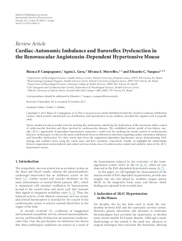 (PDF) Cardiac-Autonomic Imbalance and Baroreflex Dysfunction in the ...