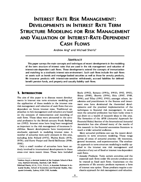 (PDF) Interest rate risk management: Developments in interest rate term ...