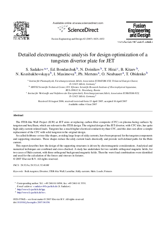 (PDF) Detailed electromagnetic analysis for design optimization of a ...