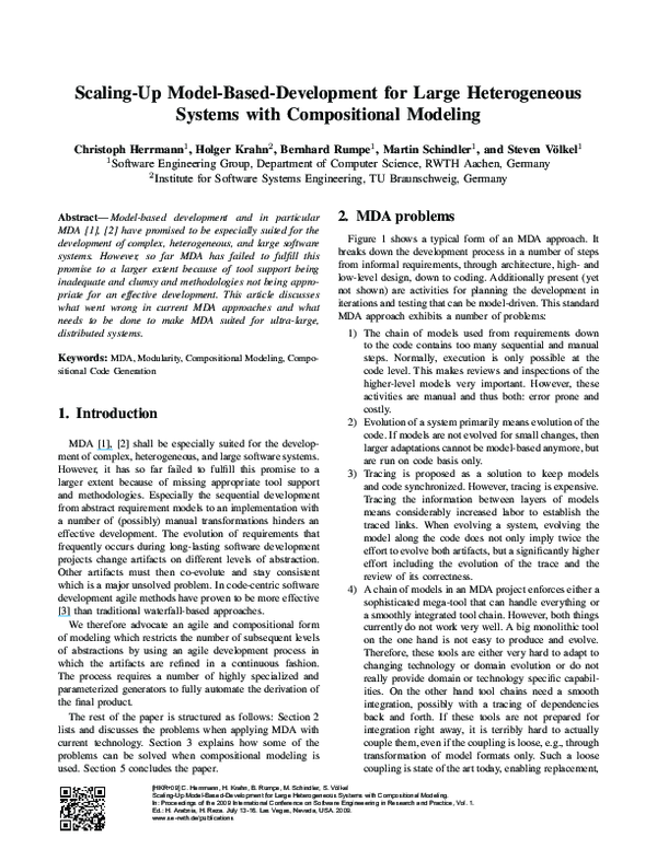 (PDF) Scaling-Up Model-Based-Development for Large Heterogeneous Systems with Compositional Modeling