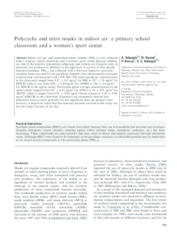 (PDF) Polycyclic and nitro musks in indoor air: a primary school ...