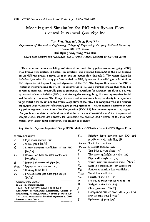 (PDF) Modeling and simulation for PIG with bypass flow control in natural gas pipeline
