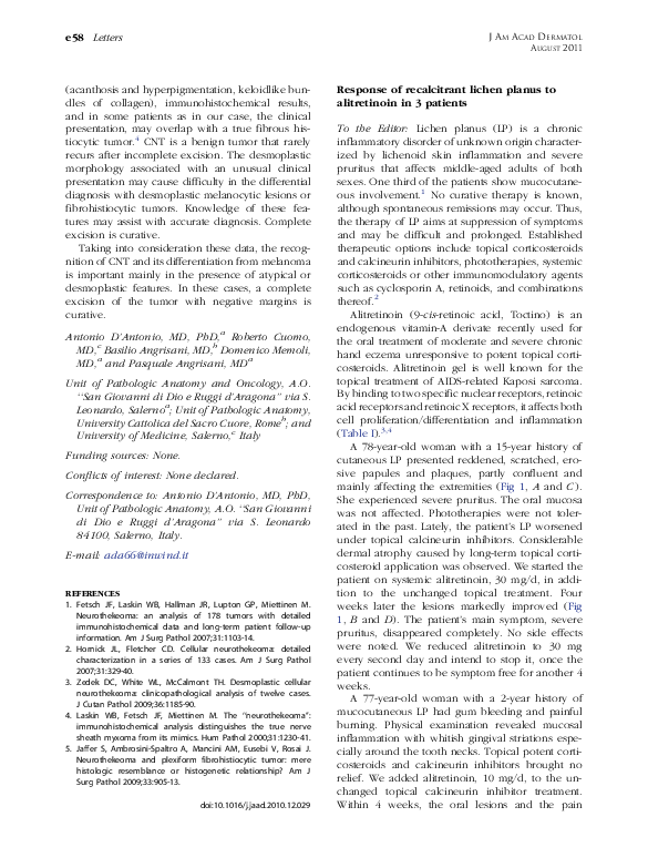 (PDF) Response of recalcitrant lichen planus to alitretinoin in 3 patients