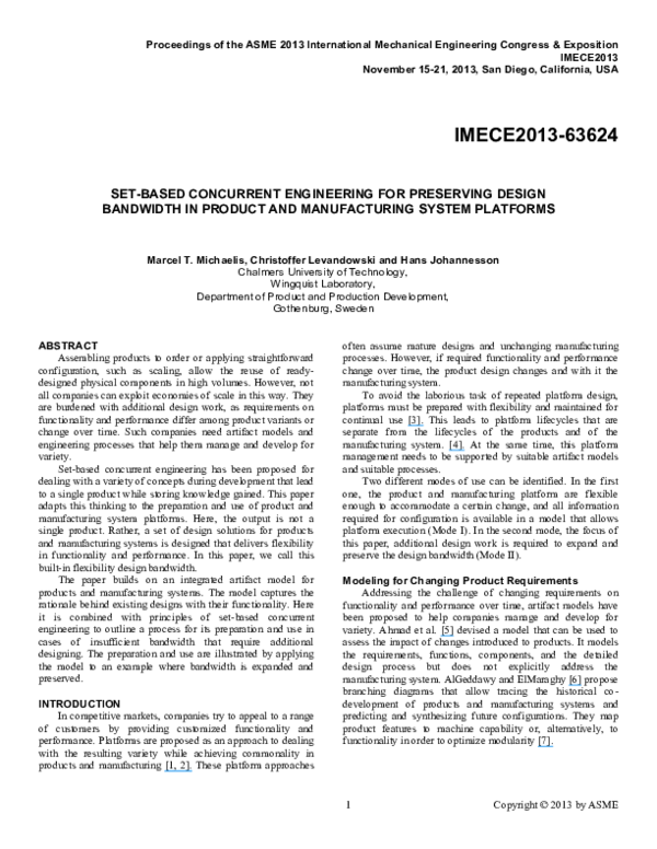 Pdf Set Based Concurrent Engineering For Preserving Design Bandwidth