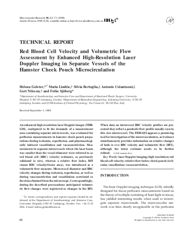 (PDF) Videomicroscopic investigation of the microcirculation requires ...