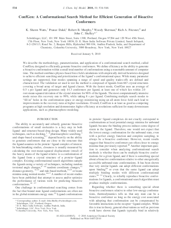 (PDF) ConfGen: A Conformational Search Method for Efficient Generation ...