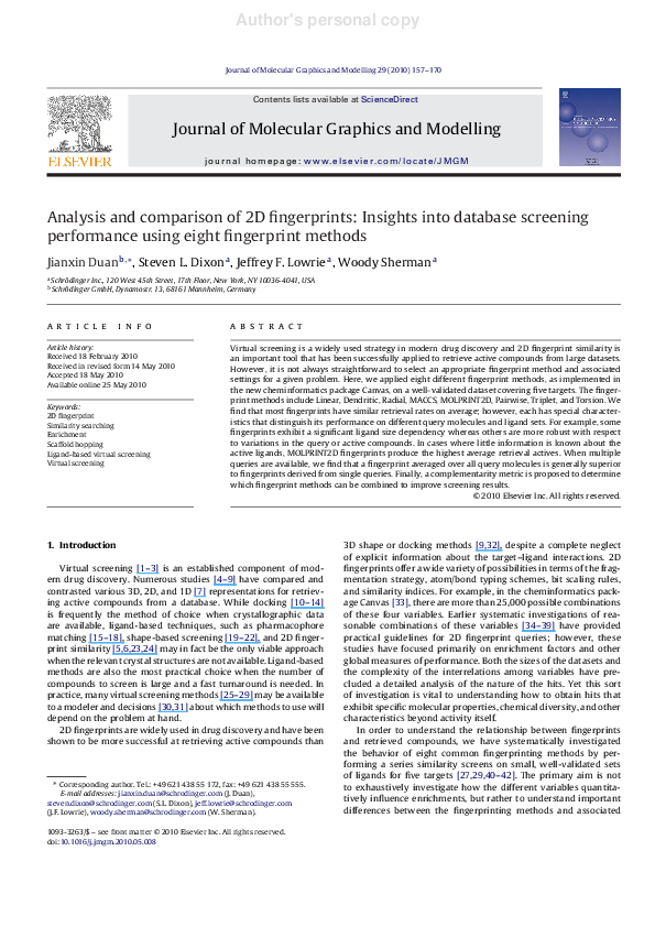 (PDF) Analysis and comparison of 2D fingerprints: Insights into ...