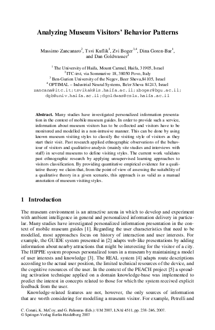 (PDF) Analyzing Museum Visitors' Behavior Patterns