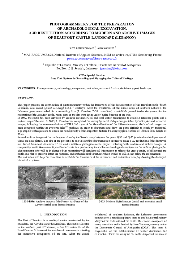 (PDF) Photogrammetry for the preparation of archaeological excavation ...