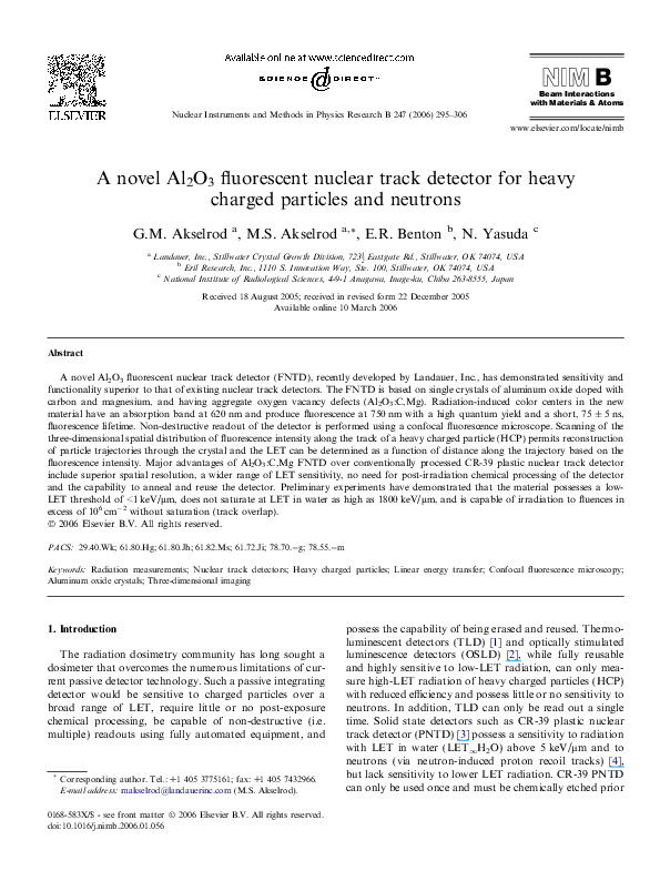 (PDF) A novel Al2O3 fluorescent nuclear track detector for heavy charged particles and neutrons
