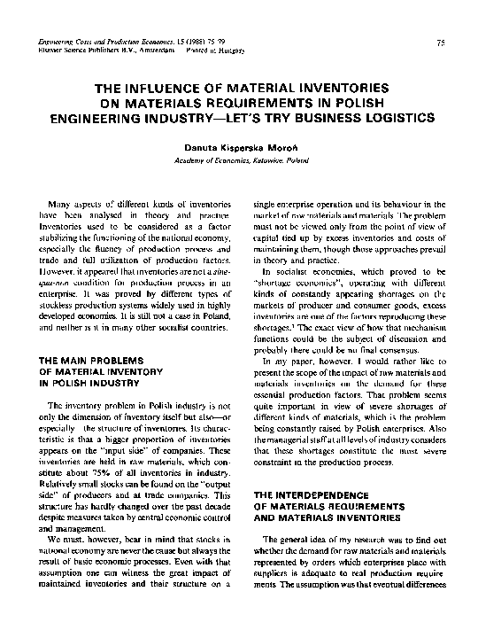 (PDF) The influence of material inventories on materials requirements ...