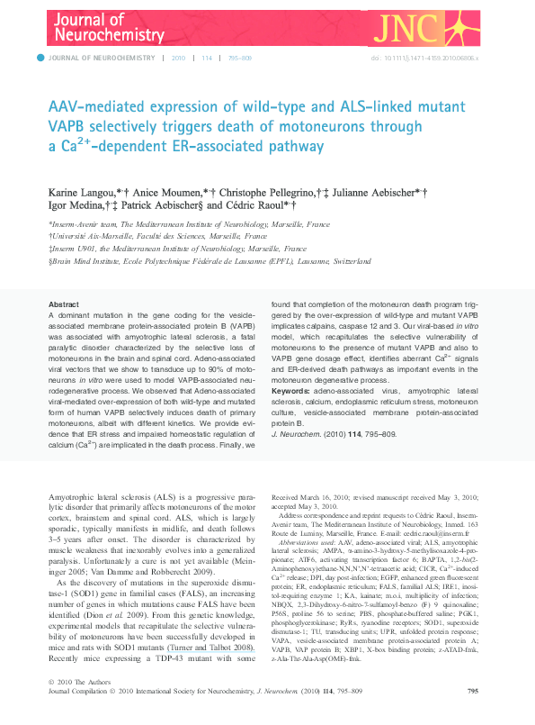 (PDF) AAV-mediated expression of wild-type and ALS-linked mutant VAPB ...