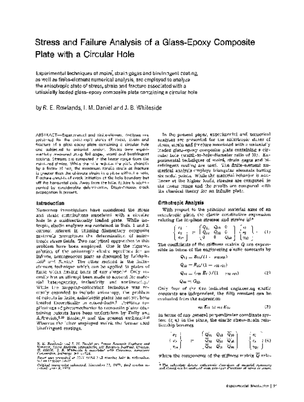 (PDF) Stress and failure analysis of a glass-epoxy composite plate with ...