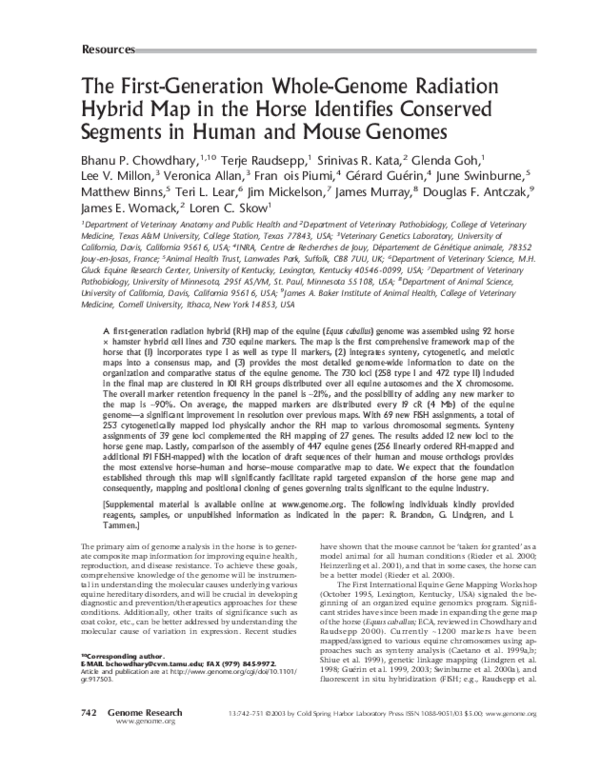 (PDF) The First-Generation Whole-Genome Radiation Hybrid Map in the ...