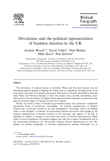 (PDF) Devolution and the political representation of business interests ...