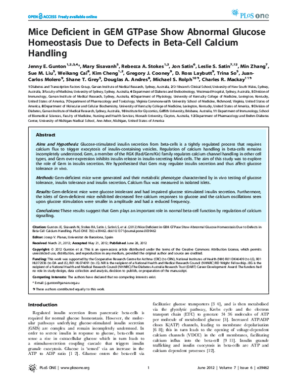 (PDF) Mice Deficient in GEM GTPase Show Abnormal Glucose Homeostasis ...