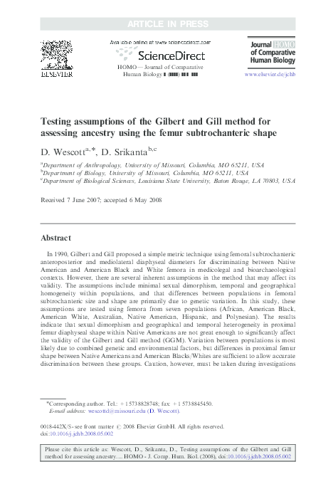 (PDF) Testing assumptions of the Gilbert and Gill method for assessing ...