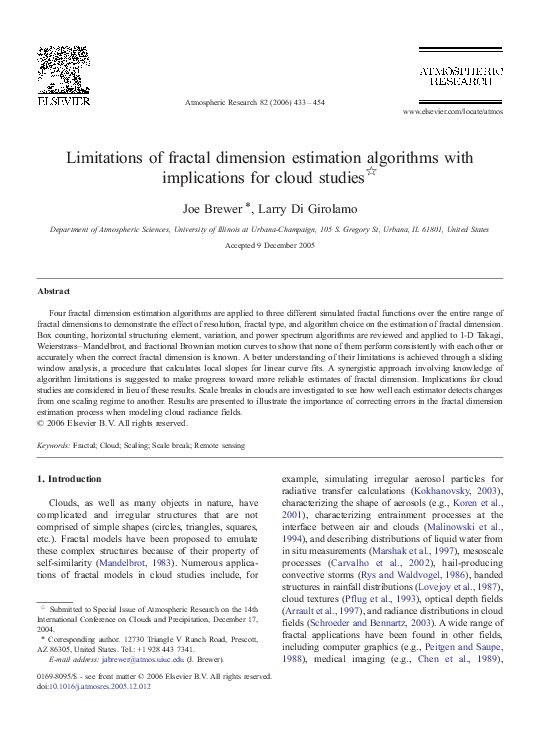 Pdf Limitations Of Fractal Dimension Estimation Algorithms With