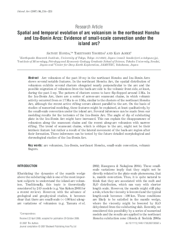 (PDF) Spatial and temporal evolution of arc volcanism in the northeast ...