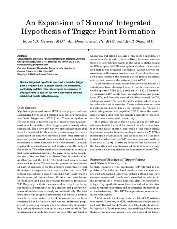 Pdf An Expansion Of Simons Integrated Hypothesis Of Trigger Point