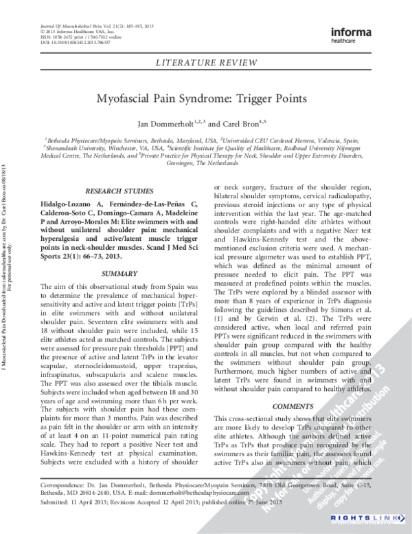 (PDF) Myofascial Pain Syndrome: Trigger Points